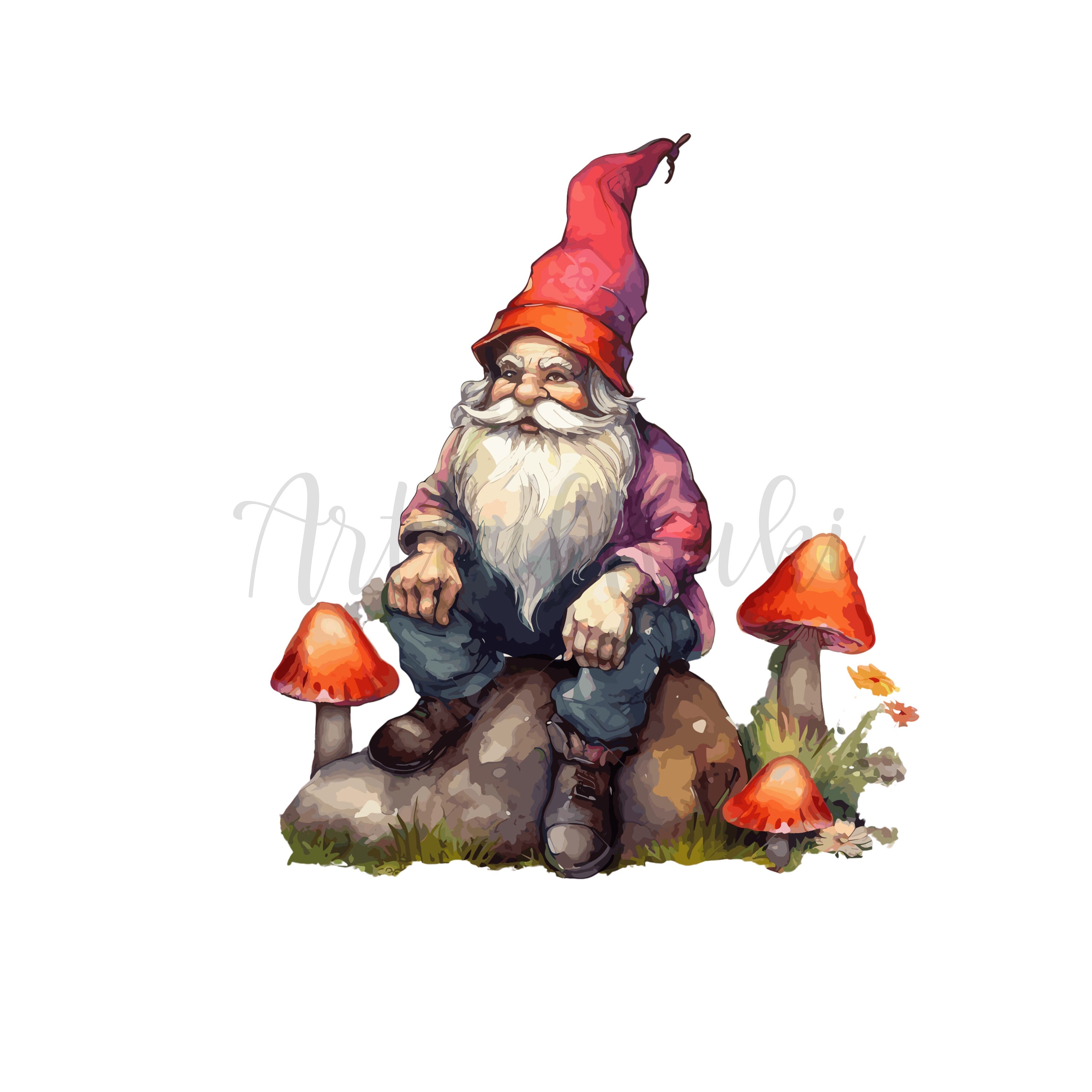 Watercolor Gnomes- Clip Art Graphics in PNG Format Instant Download for ...