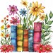 Whimsical & Rustic Books and Flowers Clipart Collection, Digital ...