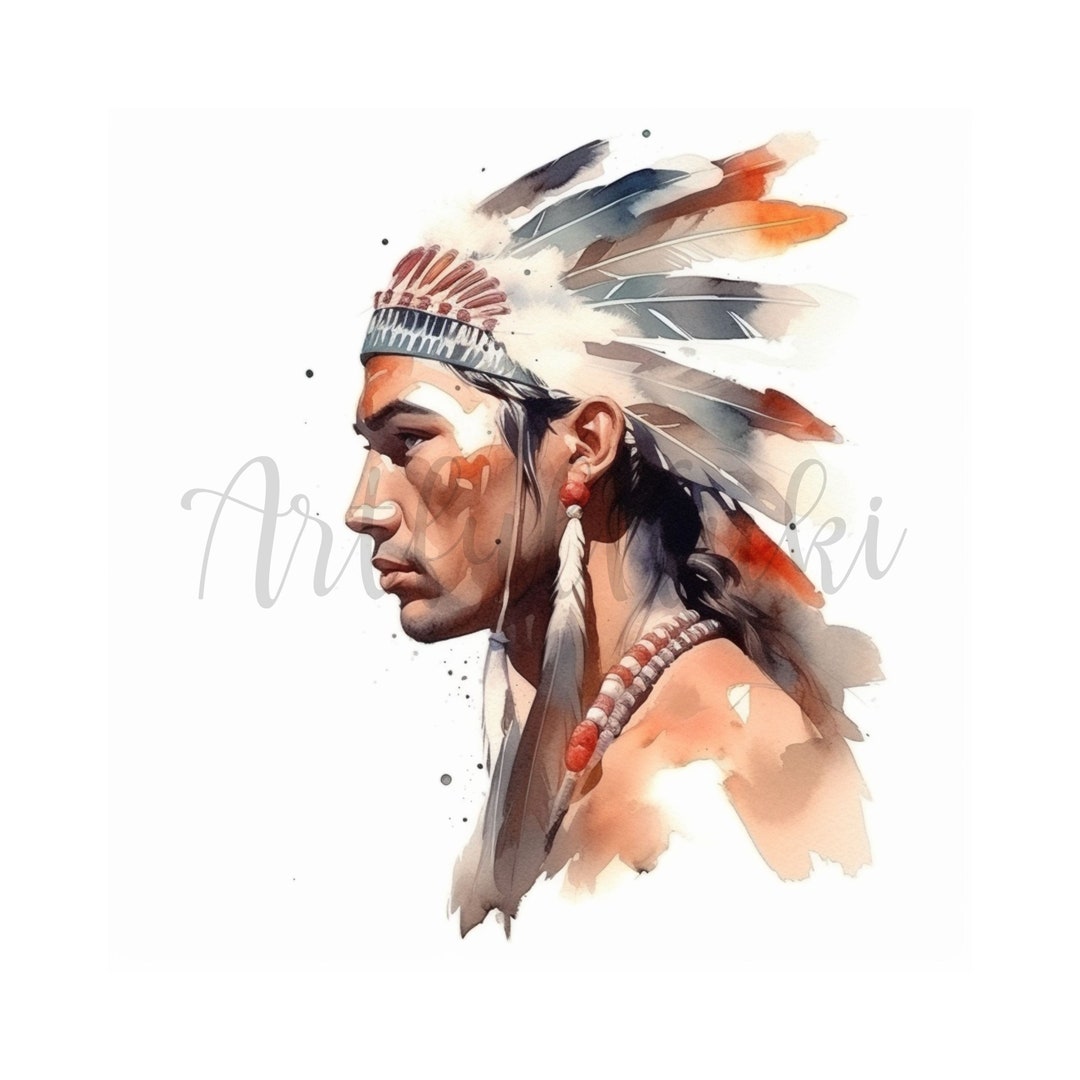 Native American Watercolor Clipart Set: PNG Images (digital Download ...