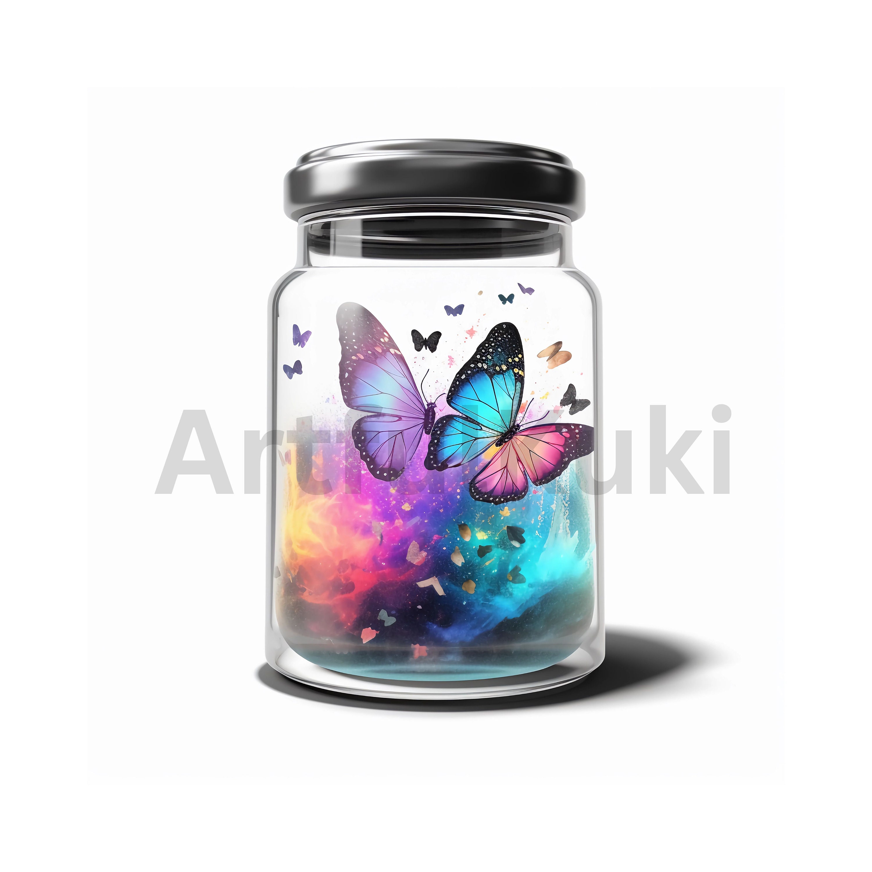 Holographic Butterfly Jar Clipart Fantasy Clipart 10 Pngs for Fairytale ...
