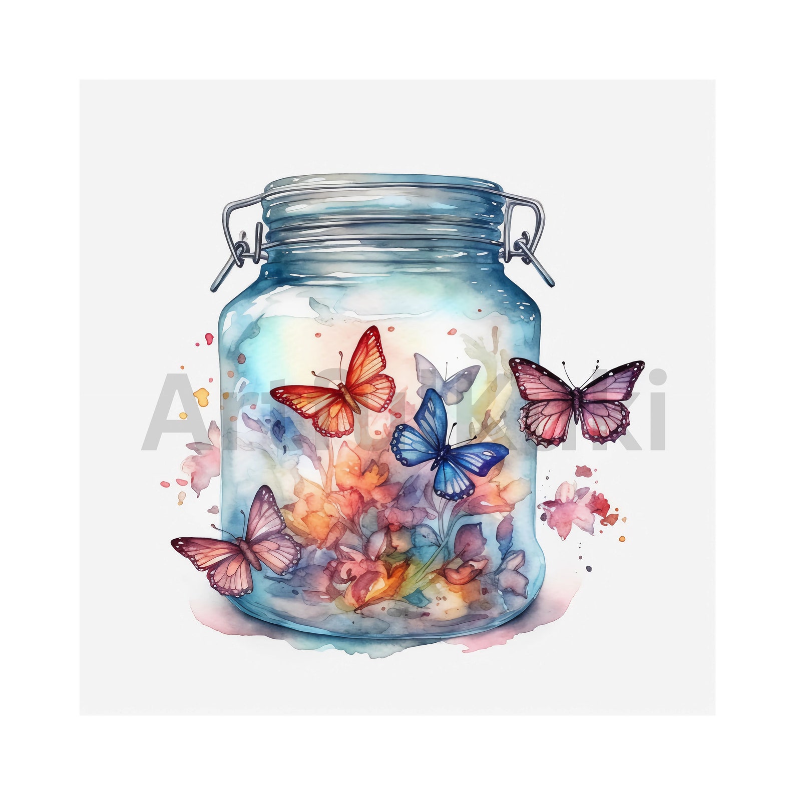 Holographic Butterfly Jar Clipart Fantasy Clipart 10 Pngs for Fairytale ...