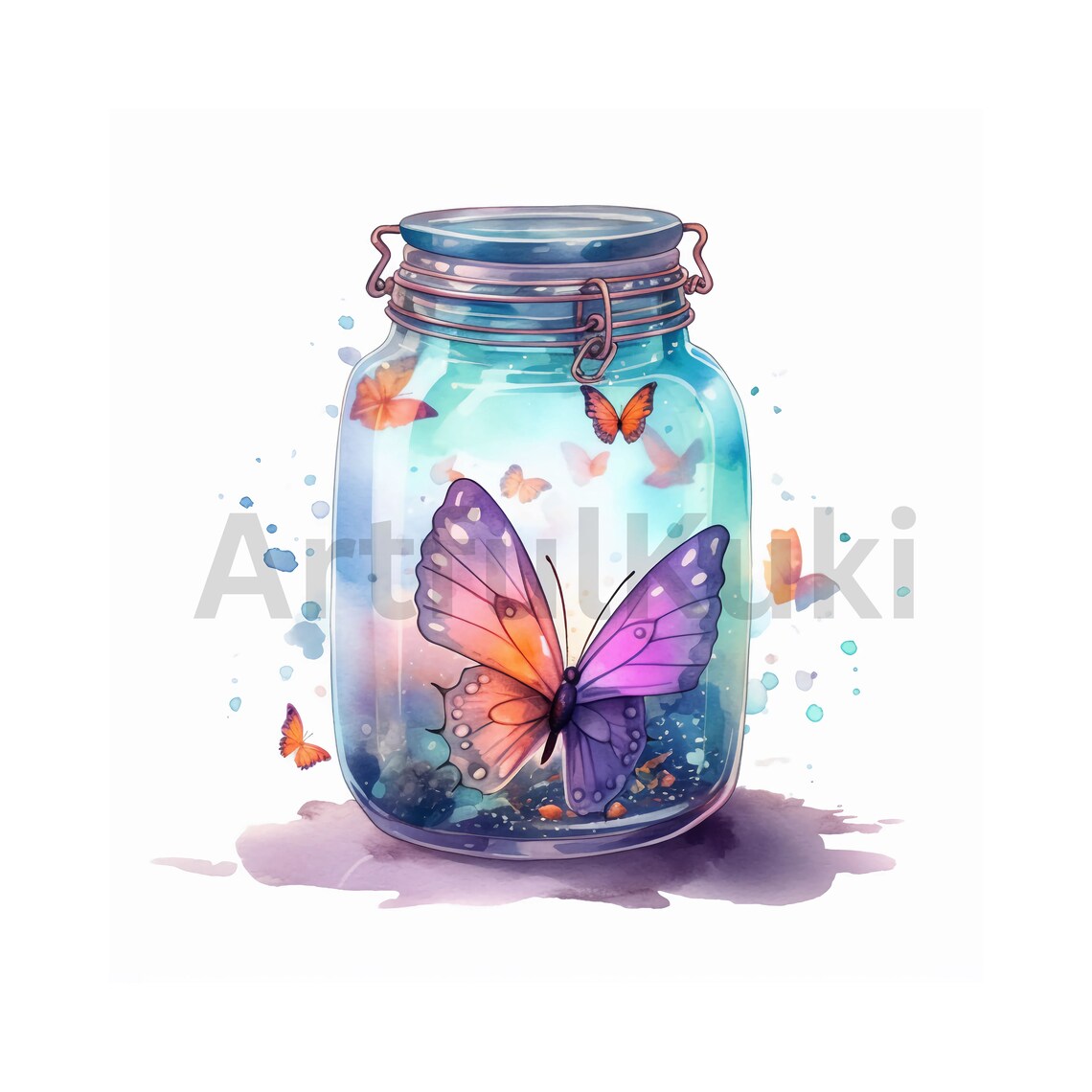 Holographic Butterfly Jar Clipart Fantasy Clipart 10 Pngs for Fairytale ...