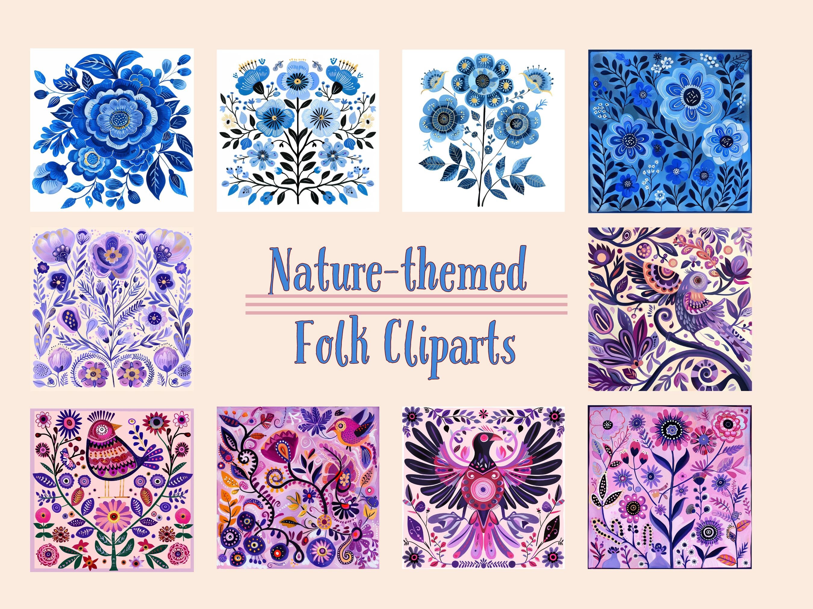 Nature-themed Folk Cliparts 42 PNG Files Instant Download for ...