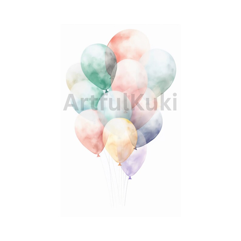 Colorful Balloons Clipart Set - 10 Hiquality Pngs - Digital Download ...