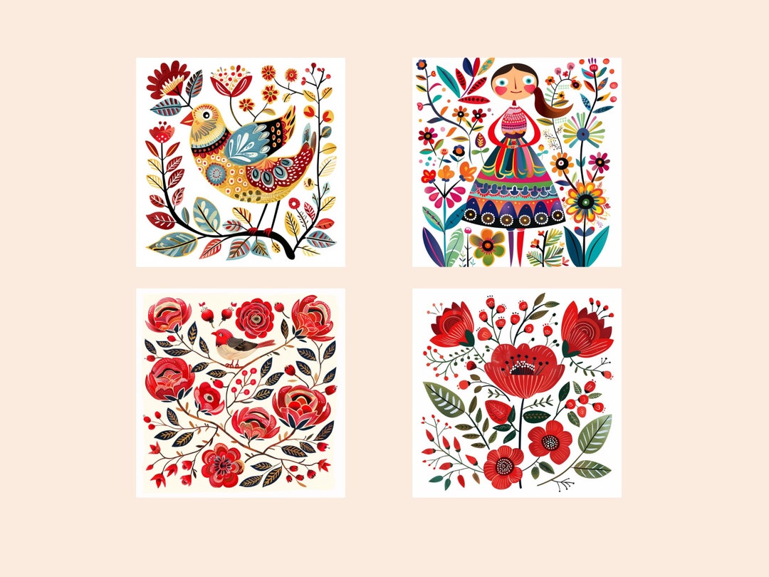 Nature-themed Folk Cliparts- 42 PNG Files Instant Download for ...