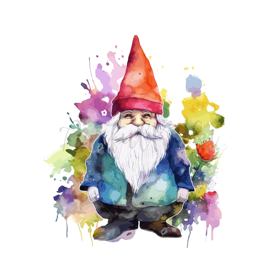 Watercolor Gnomes- Clip Art Graphics in PNG Format Instant Download for ...