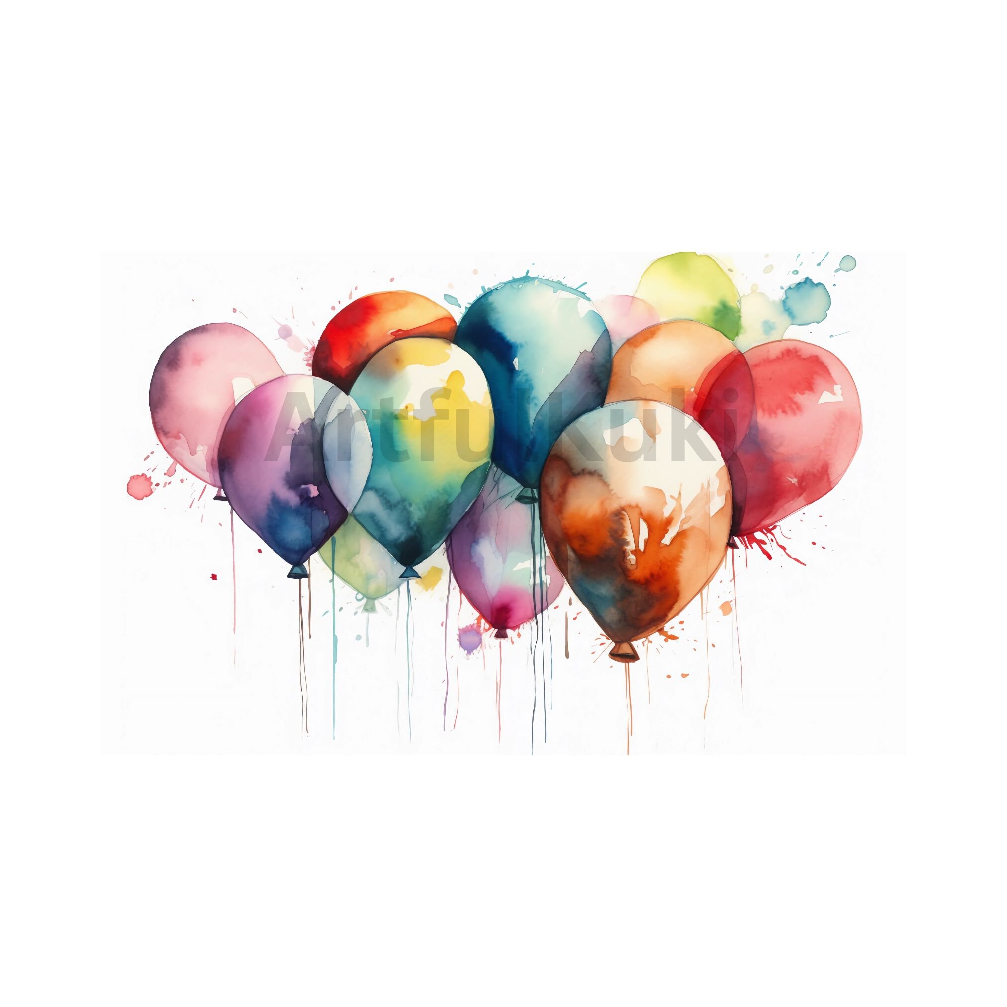 Colorful Balloons Clipart Set - 10 Hiquality Pngs - Digital Download ...