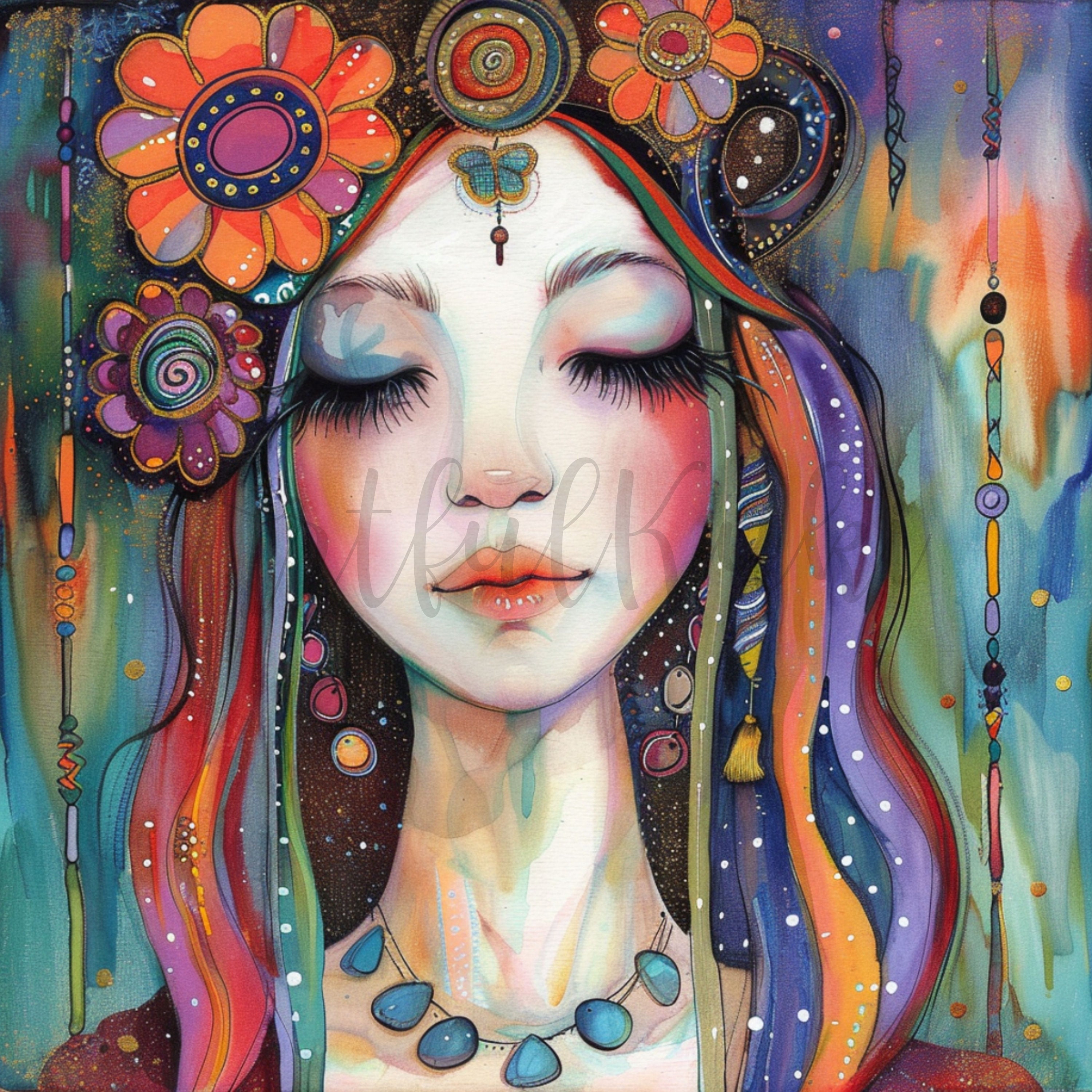 Whimsical Women Portraits Clipart, 35 PNG Files, Whimsy Witchy Gypsy ...