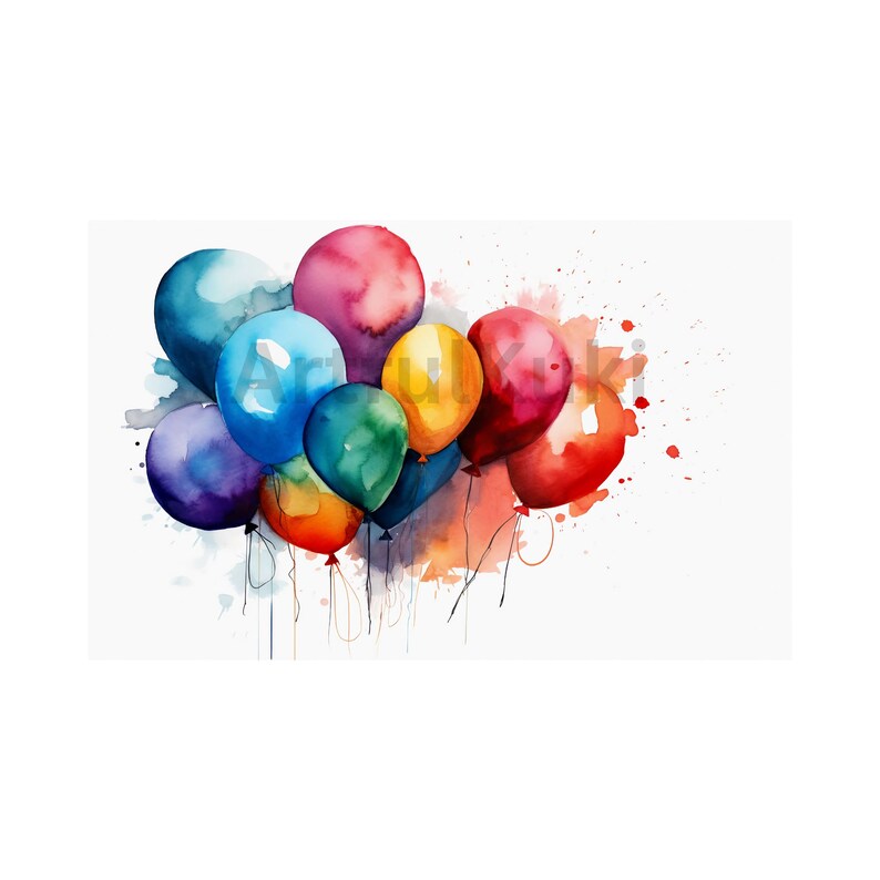 Colorful Balloons Clipart Set - 10 Hiquality Pngs - Digital Download ...