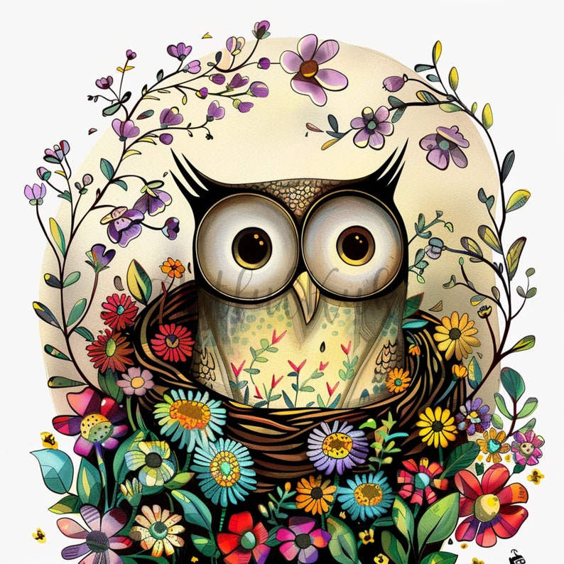 Quirky Whimsical Owl Clipart- 34 PNG Images, Instant Download Digital ...