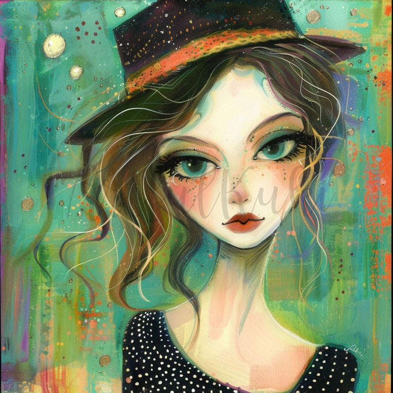 Whimsical Women Portraits Clipart, 35 PNG Files, Whimsy Witchy Gypsy ...