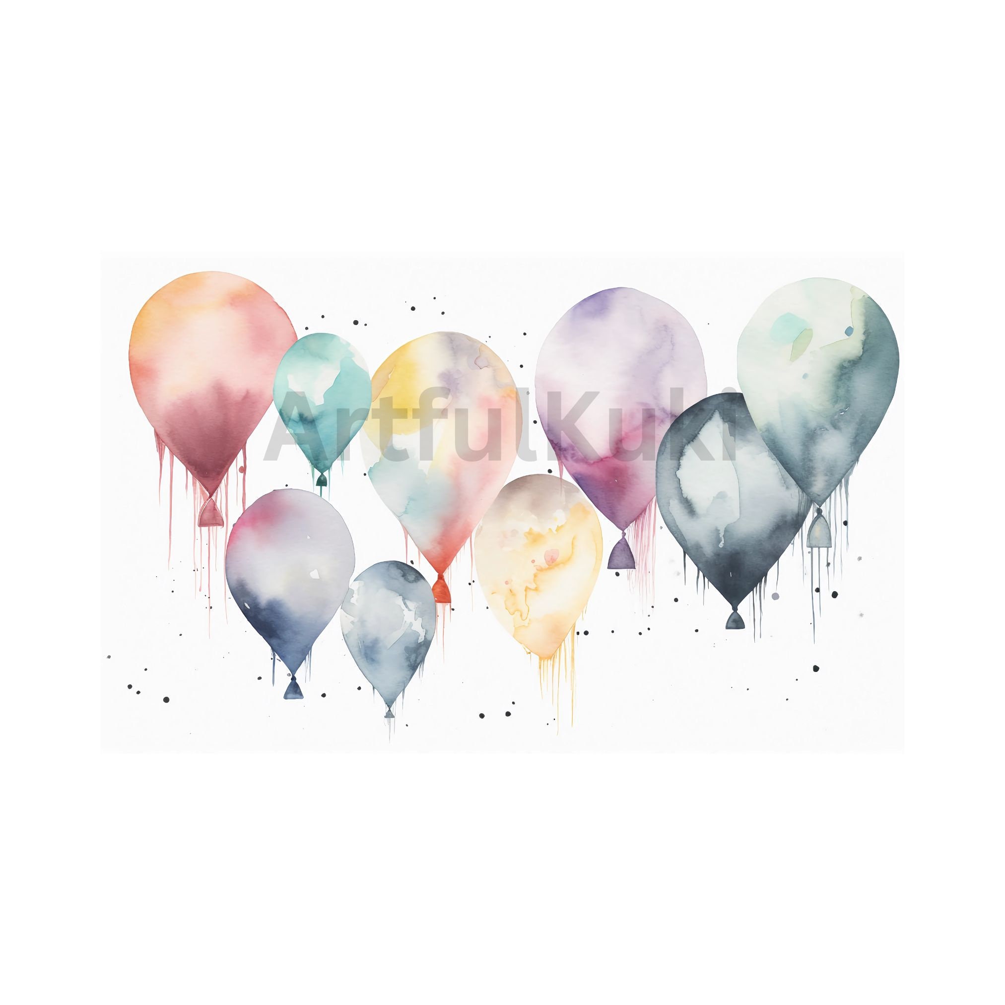Colorful Balloons Clipart Set - 10 Hiquality Pngs - Digital Download ...