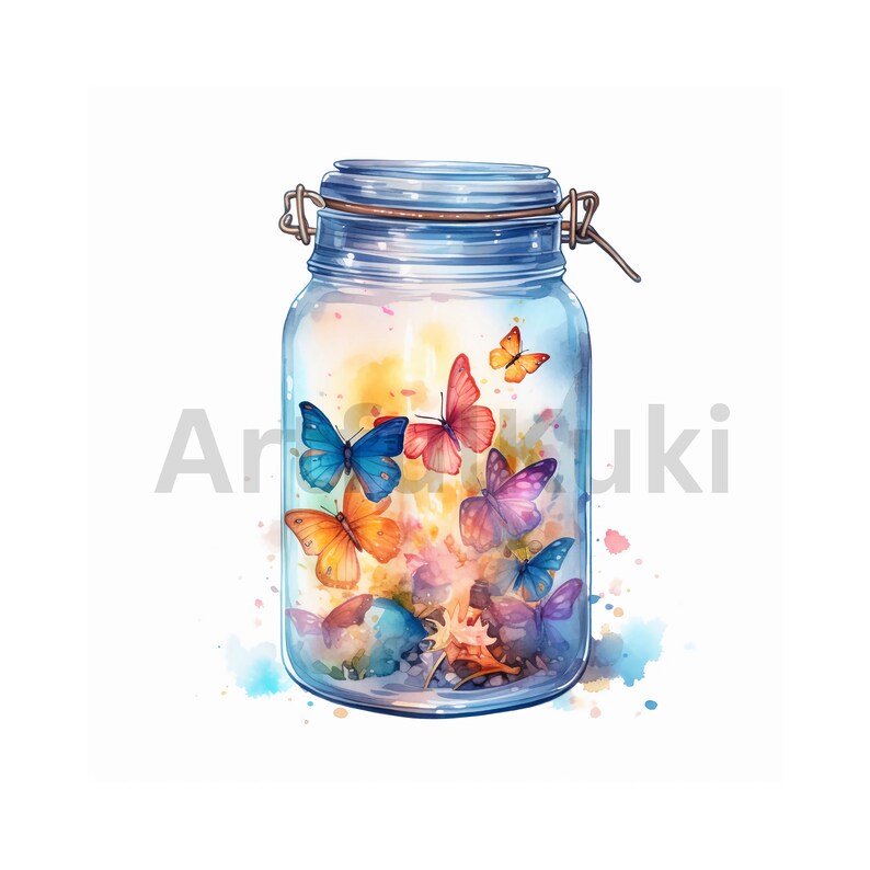 Holographic Butterfly Jar Clipart Fantasy Clipart 10 Pngs for Fairytale ...