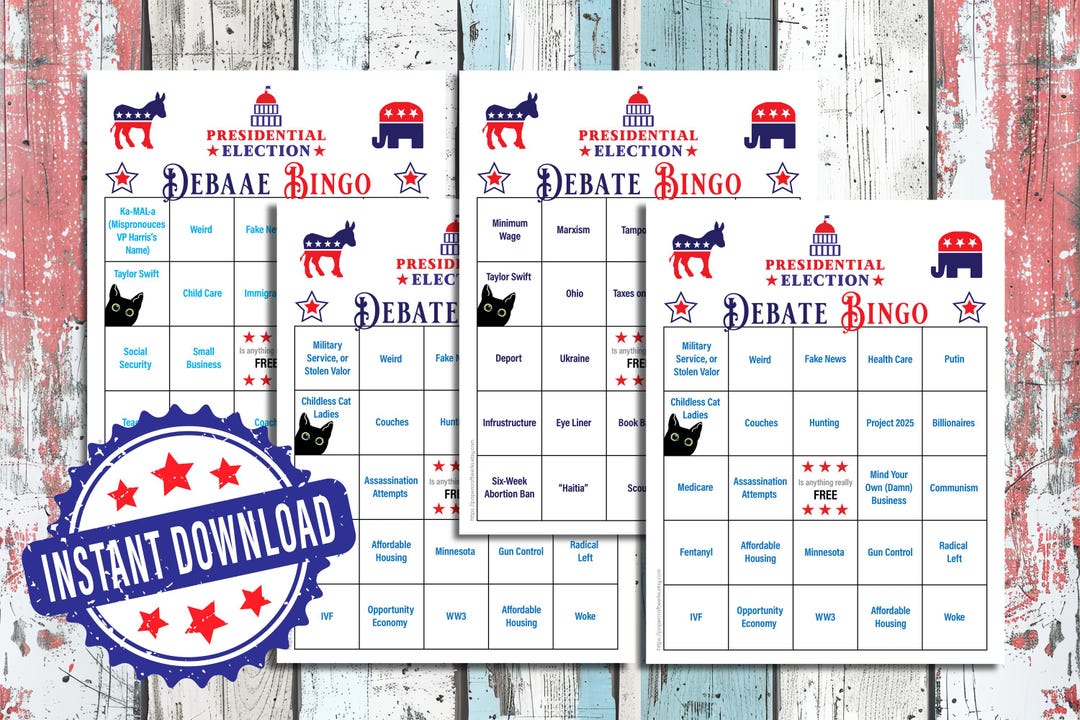 Printable VP Debate 2024 Bingo Card, Walz Vs Vance Vice Presidential ...