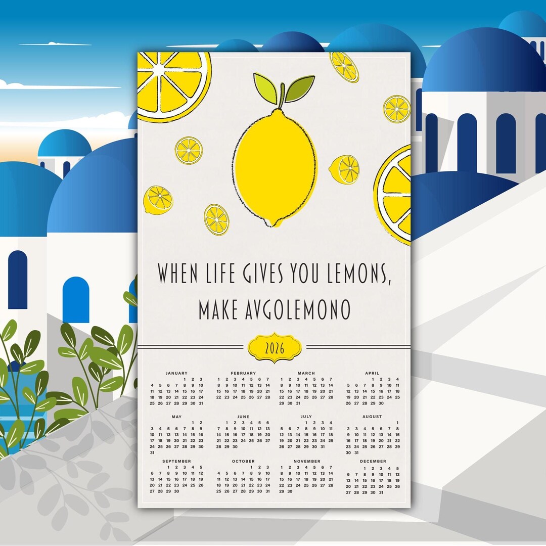 2026 Tea Towel Calendar, Custom Year, When Life Gives You Lemons Make ...