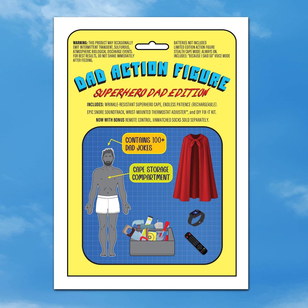 Superhero Dad Action Figure 5x7 Greeting Card With Envelope for Fathers ...