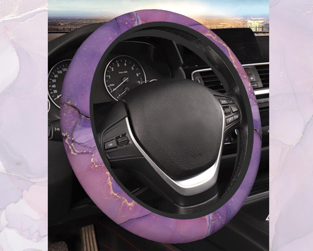 Purple Marble Steering Wheel Cover, Cute Steering Wheel Cover for Women ...