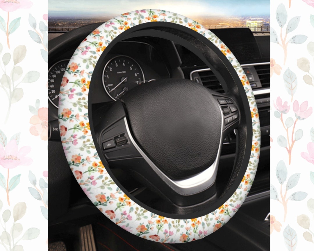 Wildflower Steering Wheel Cover, Floral Steering Wheel Cover for Women ...