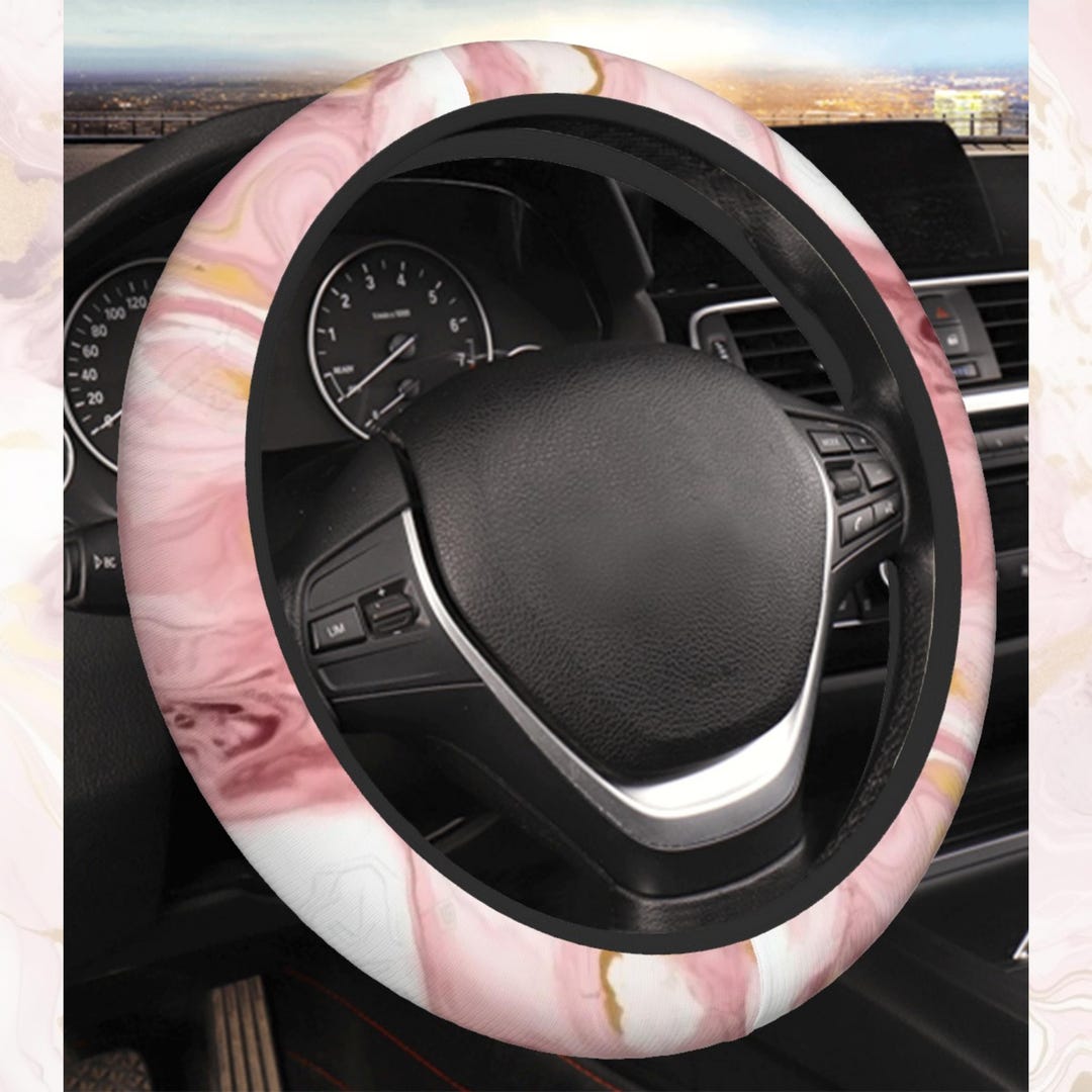 Pink Marble Steering Wheel Cover, Cute Steering Wheel Cover for Women ...