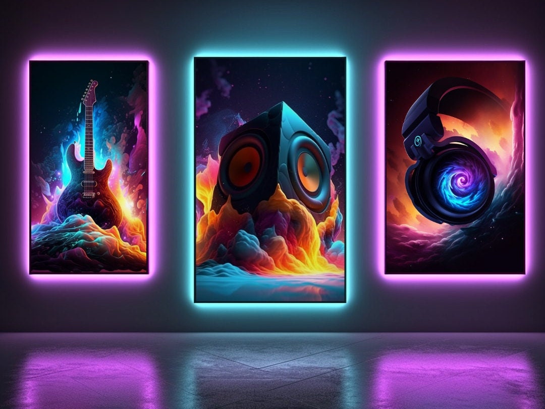 Vibrant Music Theme Digital Art Print Download Pack of 5, Digital Art ...