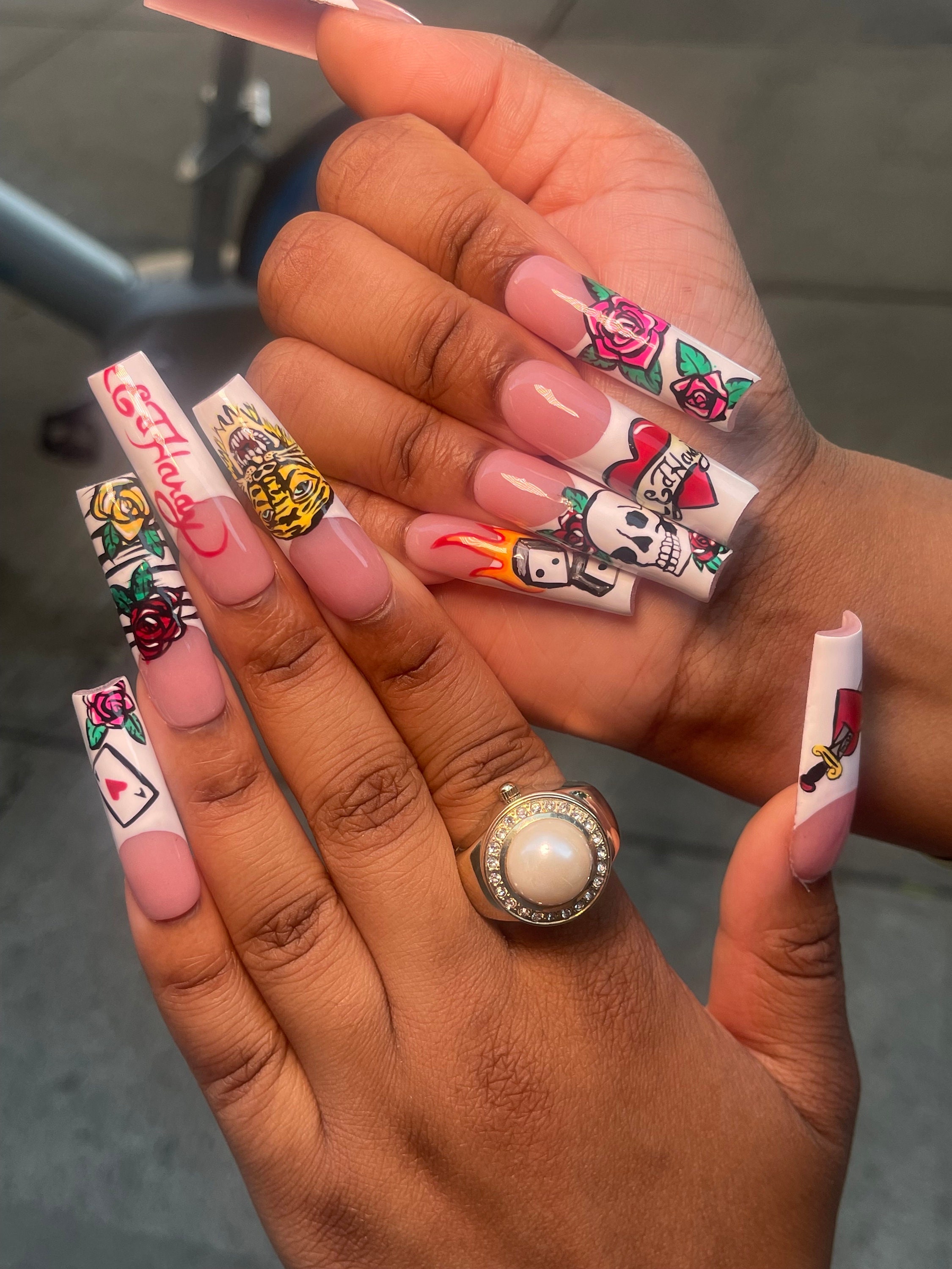 Ed Hardy Press on Nails - Etsy