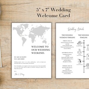 Wedding Welcome Card Template | Printable | Timeline, Order of Events ...