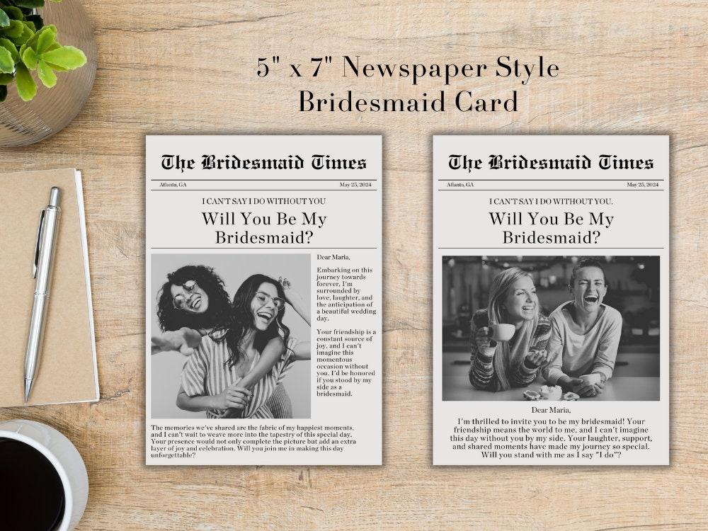 Editable Canva Bridesmaid Proposal Template Newspaper Style Bridesmaid ...