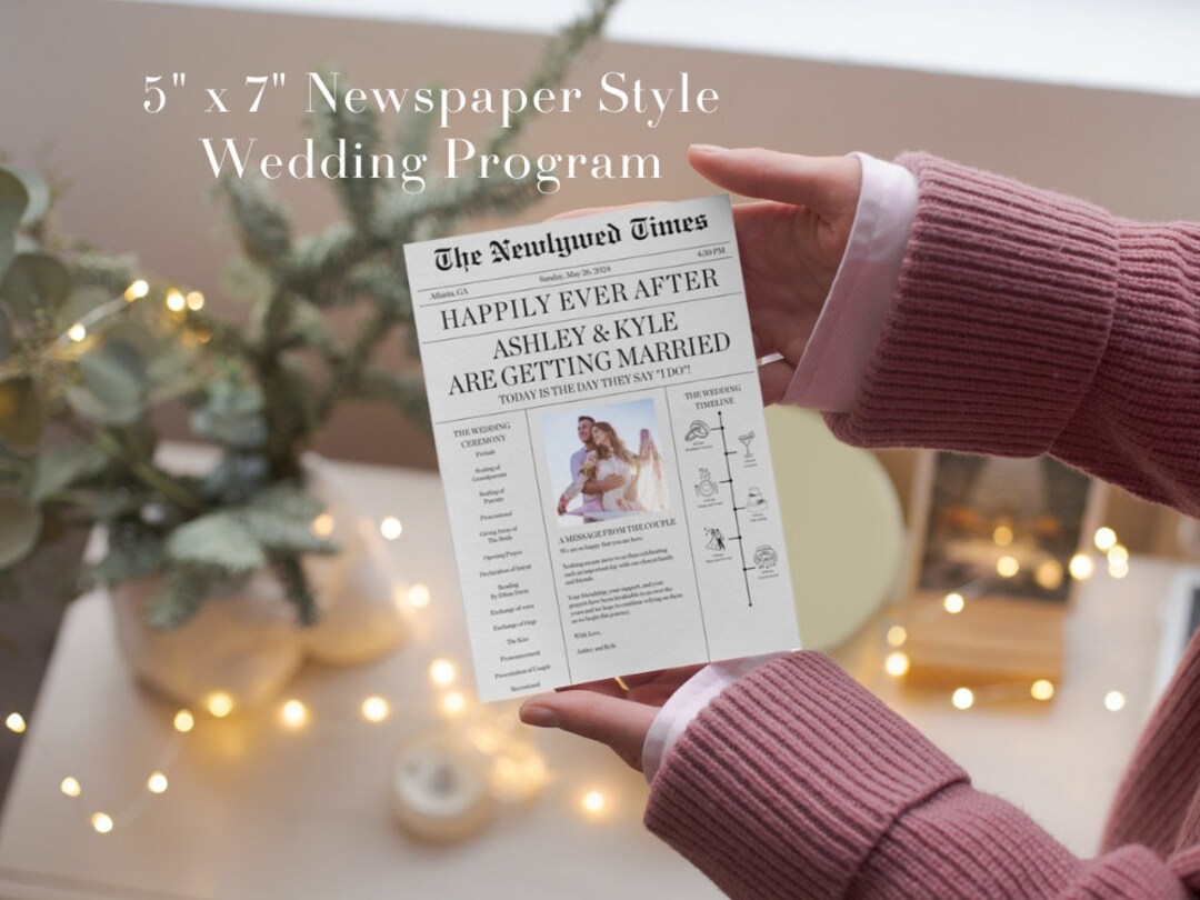Newspaper Wedding Program Printable Wedding Programs - Newspaper ...