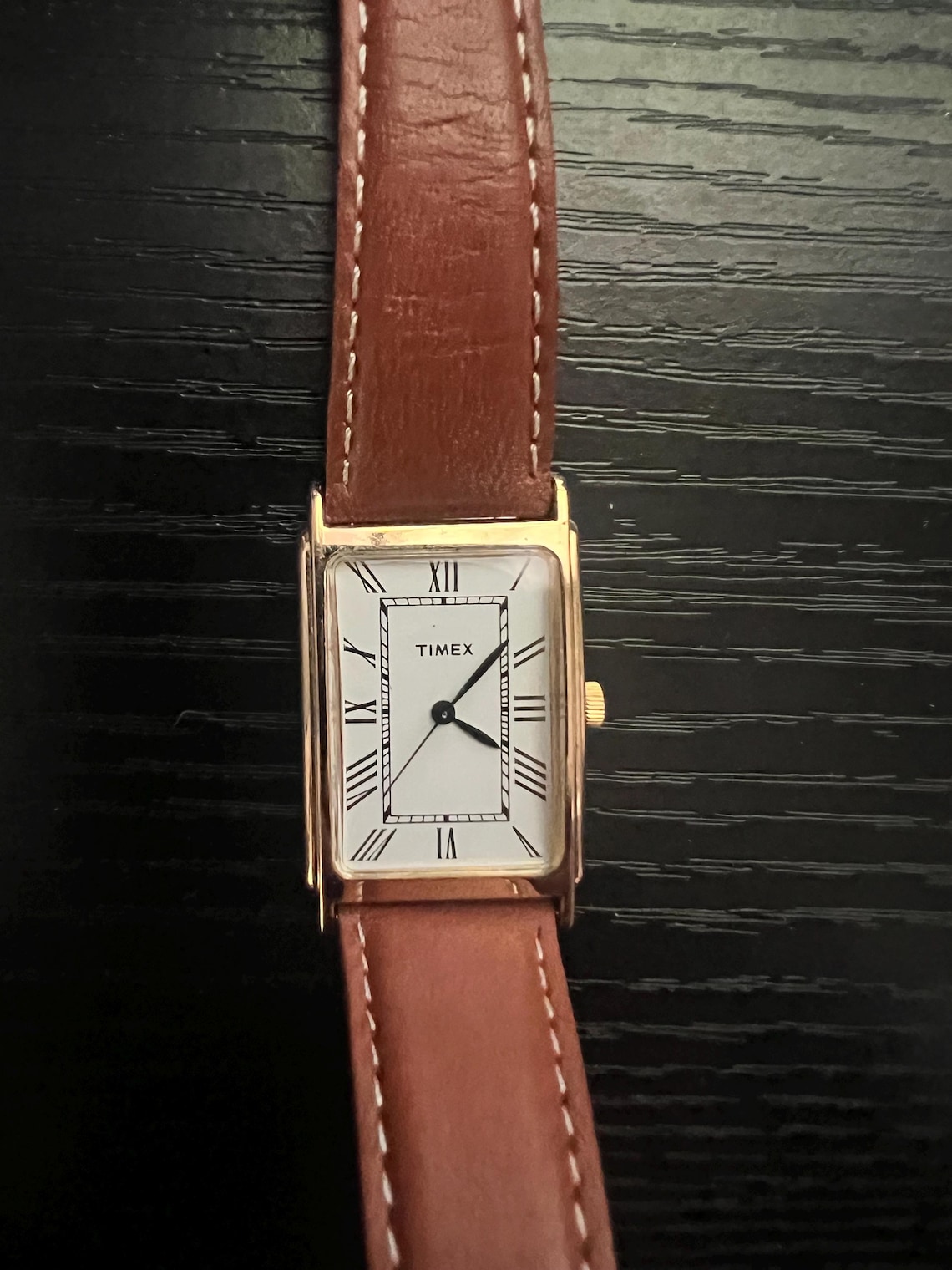 Vintage Mens / Womens Gold Tank Timex Roman Numerals Watch Oldmoney ...