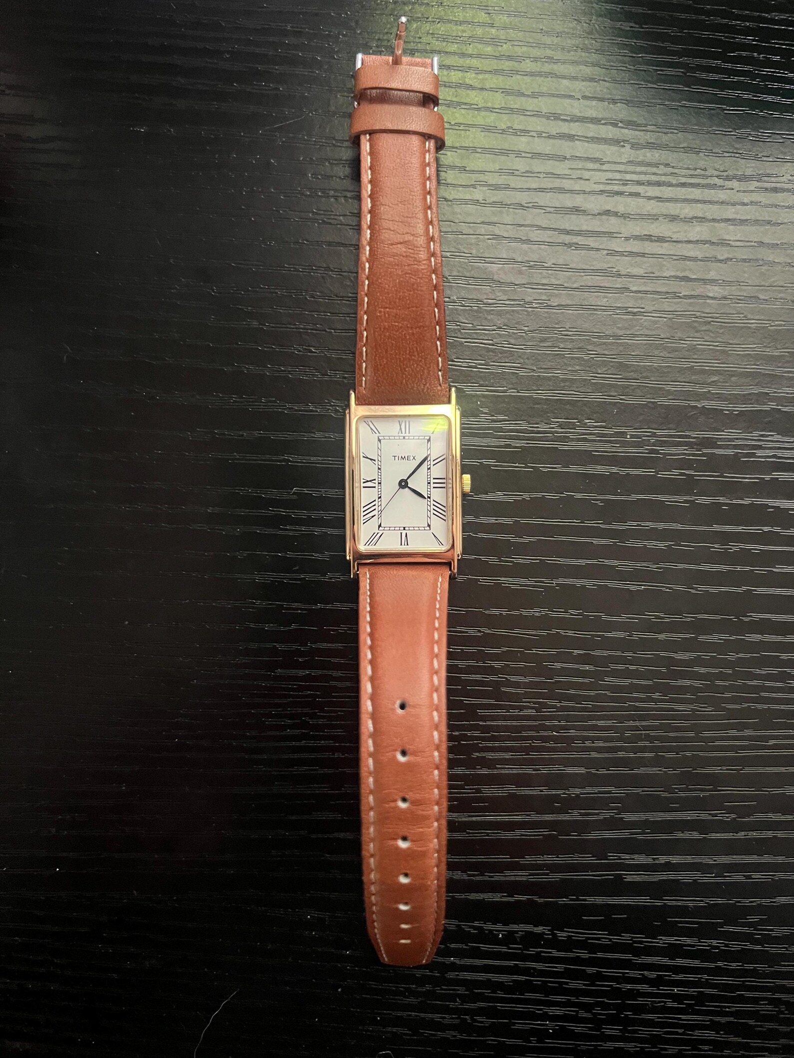 Vintage Mens / Womens Gold Tank Timex Roman Numerals Watch Oldmoney ...