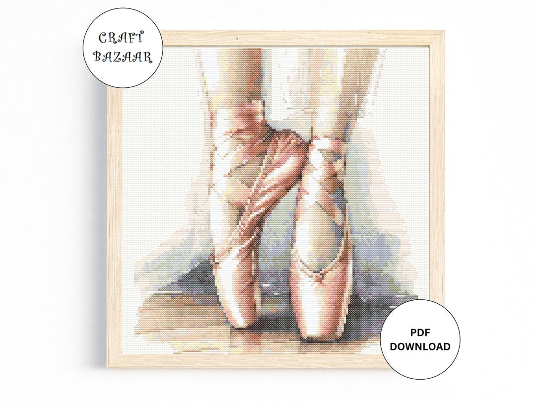 Ballet Pointe Shoes Cross Stitch Pattern, Instant Download Cross Stitch ...