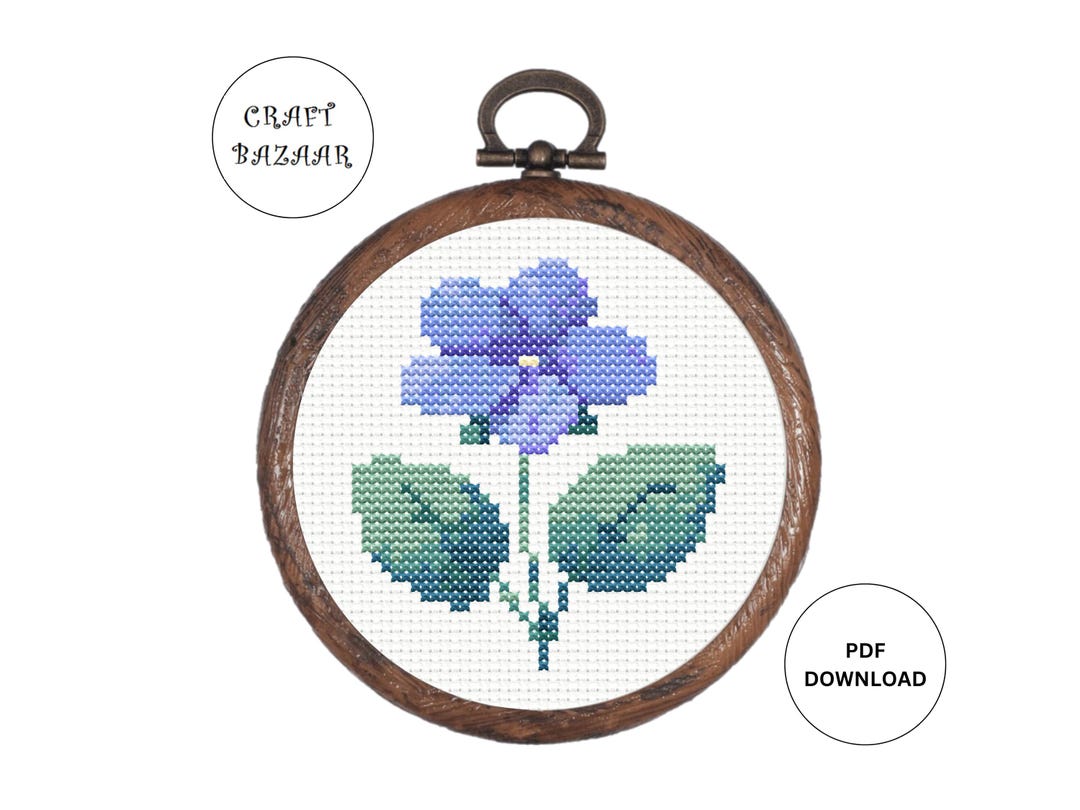 Simple Violet Cross Stitch Pattern Flower, Instant Download Cross ...