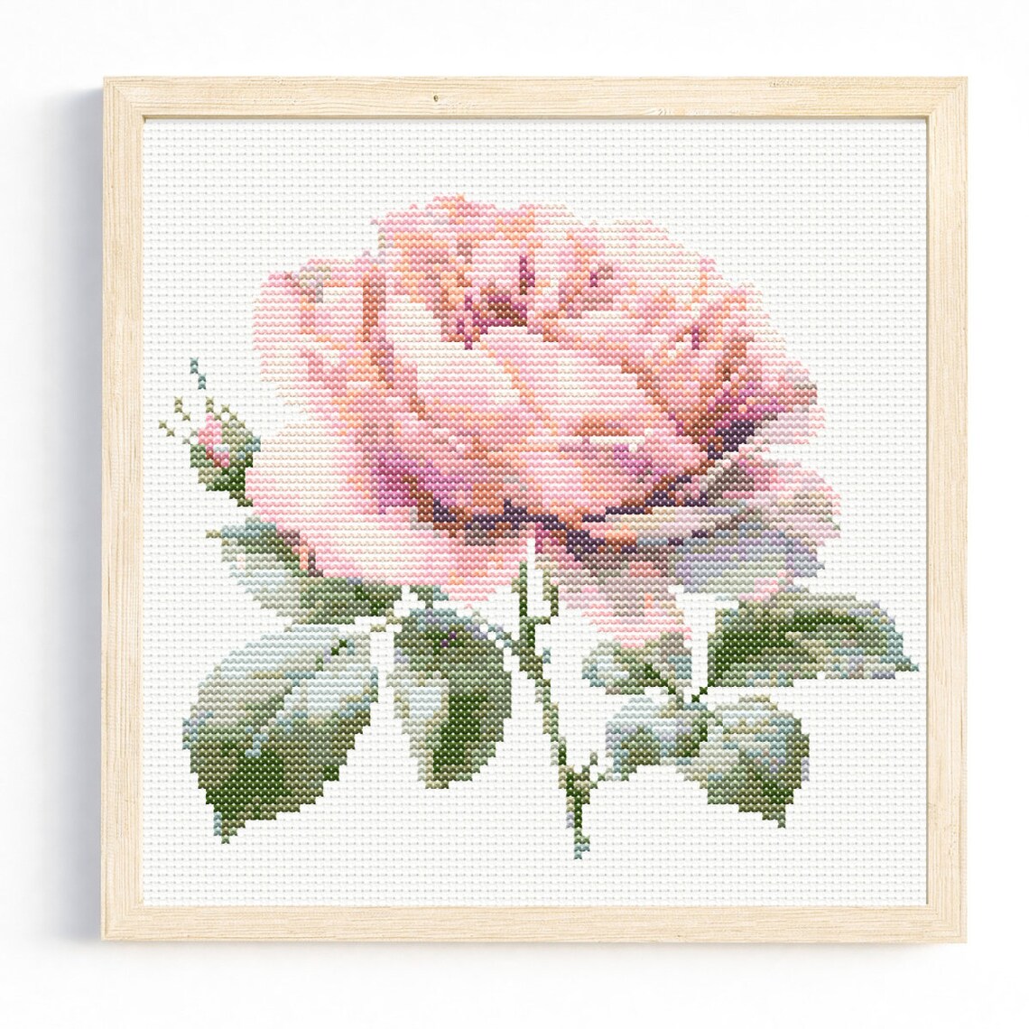 Watercolour Pink Rose Cross Stitch Pattern Flower, Instant Download ...