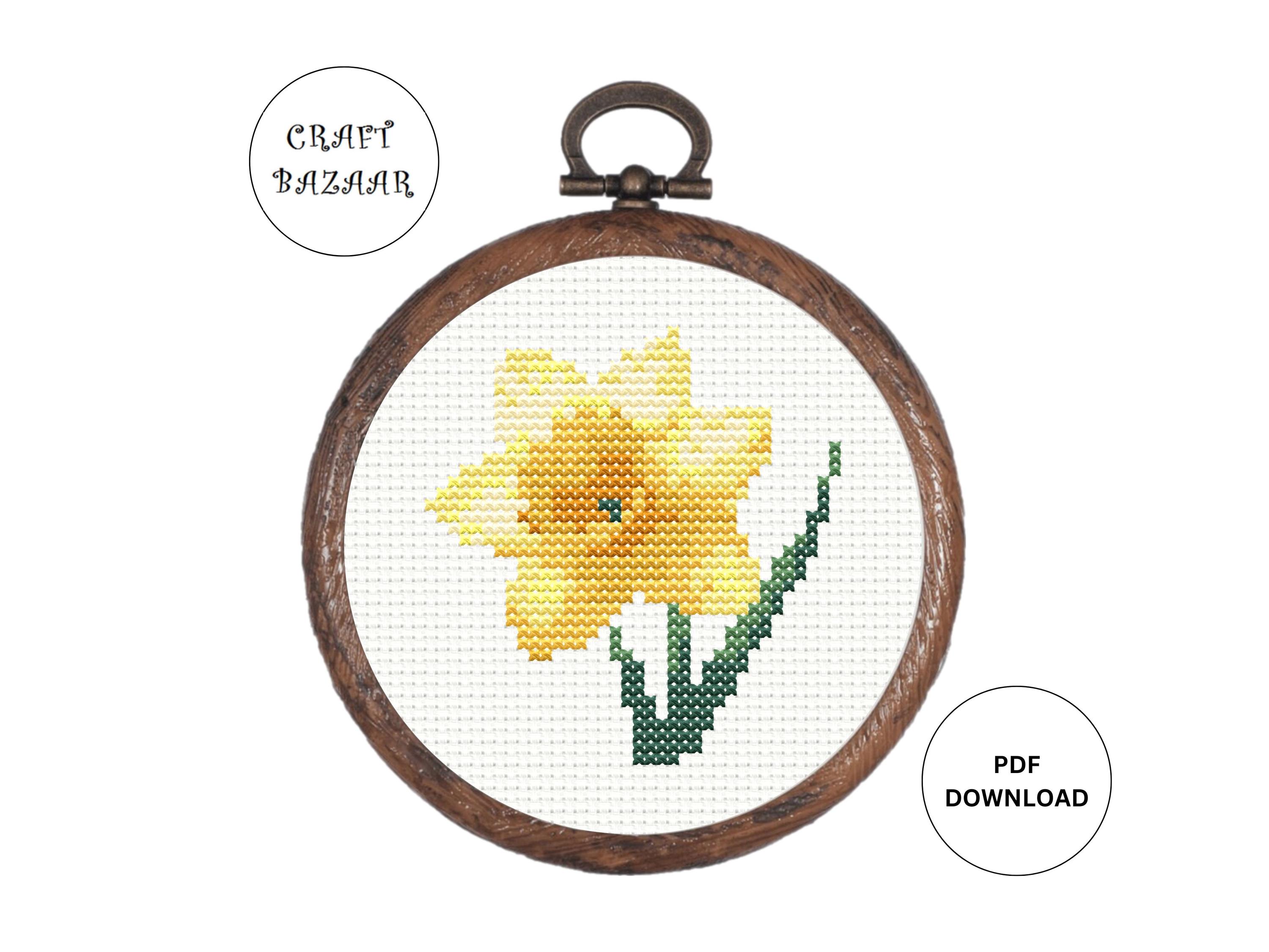Simple Daffodil Cross Stitch Pattern Flower, Instant Download Cross ...