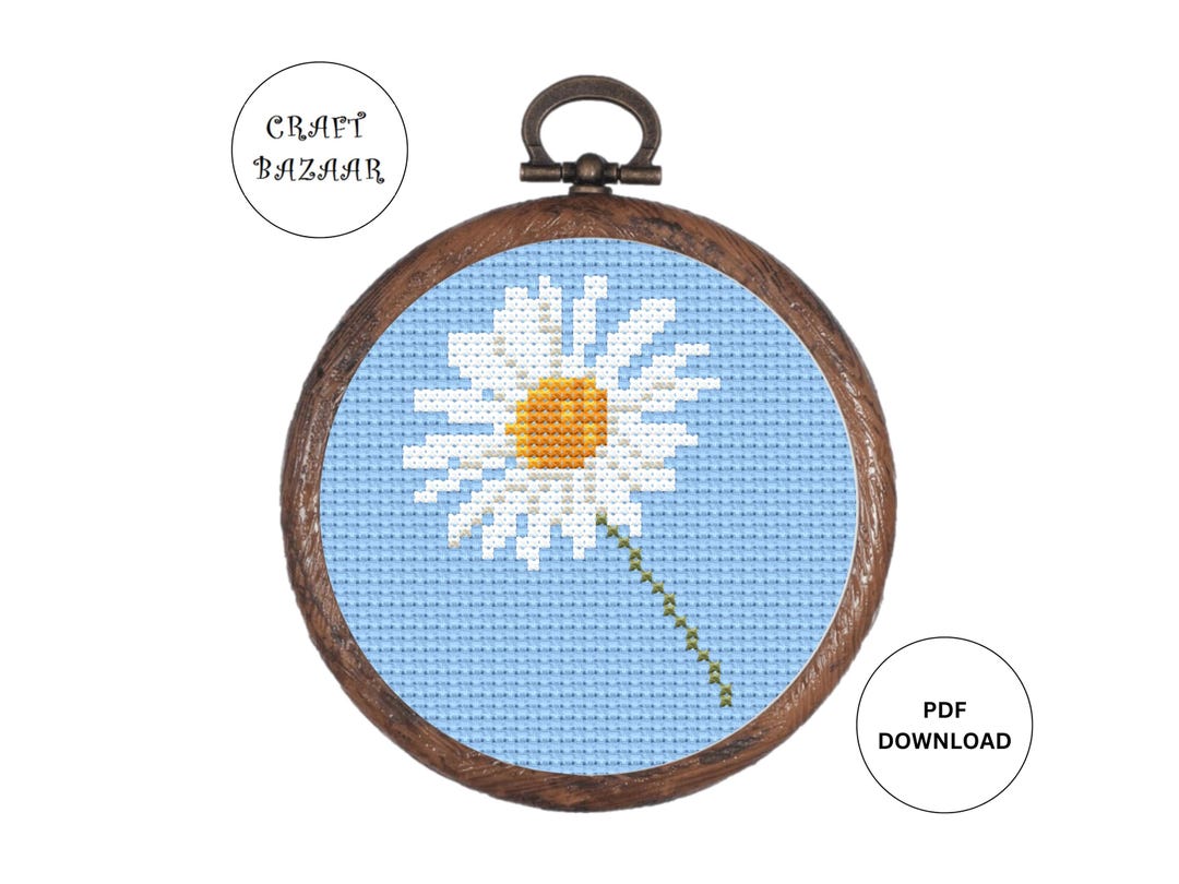 Simple Daisy Cross Stitch Pattern Flower, Instant Download Cross Stitch ...