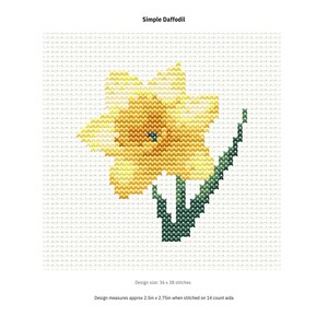 Simple Daffodil Cross Stitch Pattern Flower, Instant Download Cross ...