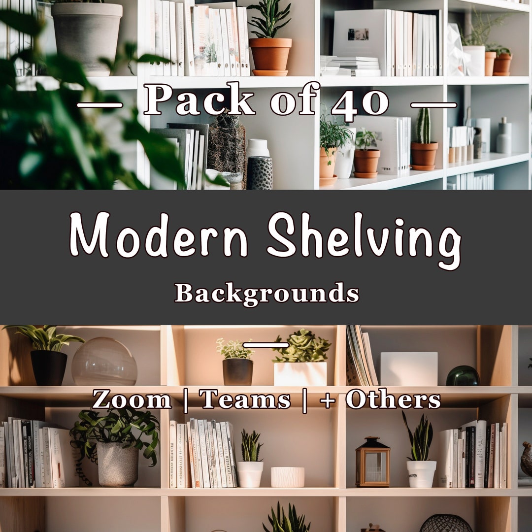 Zoom Background 40 Virtual Meeting Backdrops BUNDLE | Modern Shelving ...