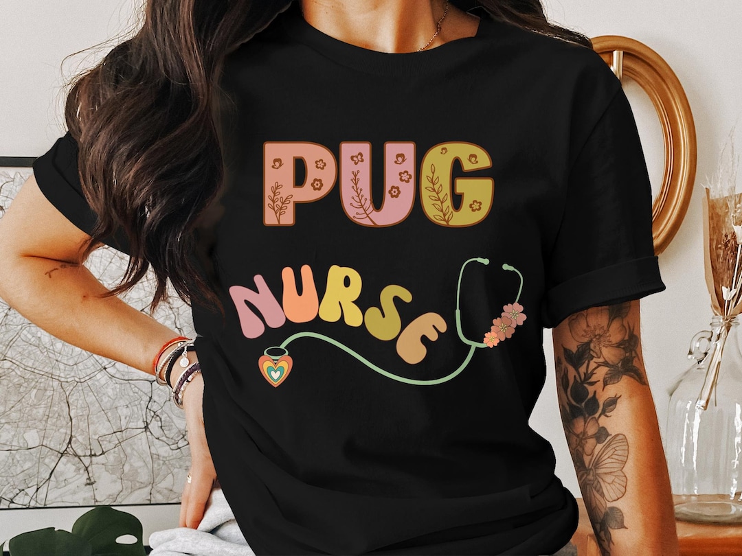 Retro Pug Nurse Gift Christmas Nursing Healthcare Worker Nursing ...
