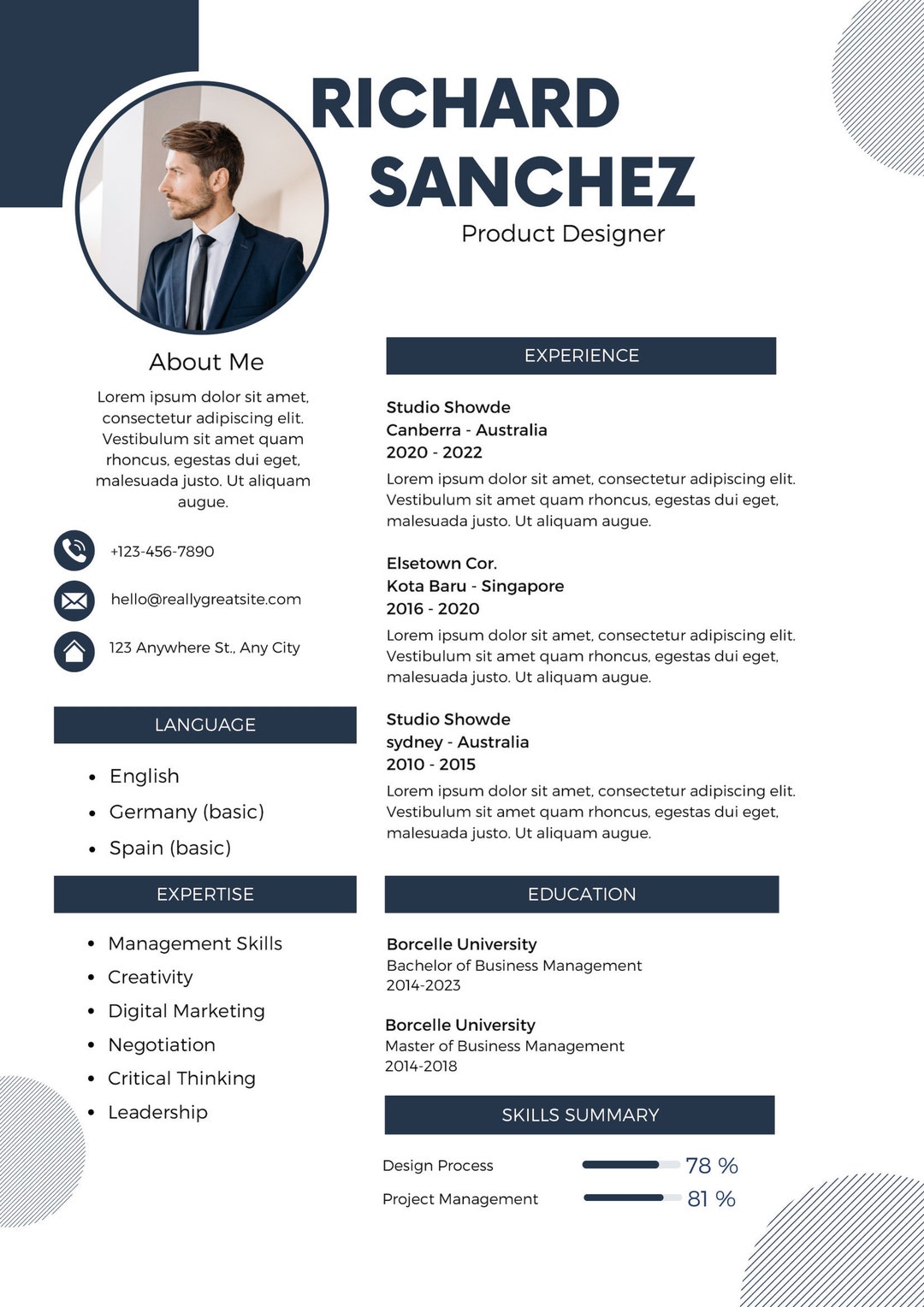 Modèle de CV, Modèle de CV moderne professionnel, Word et Google Docs ...