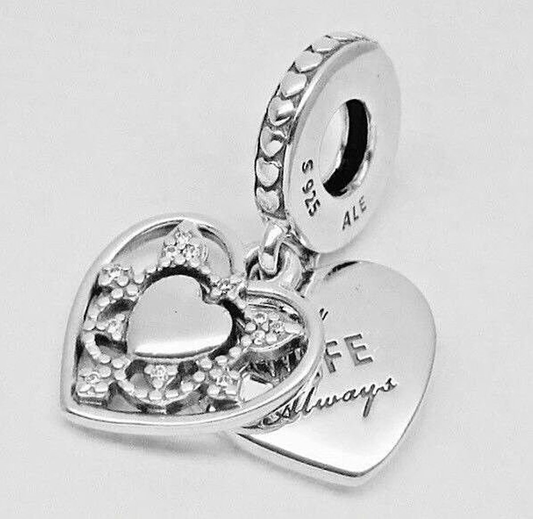Pandora My Wife Always Heart Dangle 792099CZ S925 ALE Sterling Silver ...