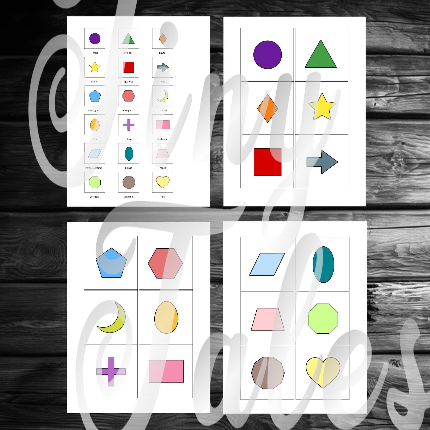 Shapes Picture Cards Montessori Learning Children Playing Primary ...