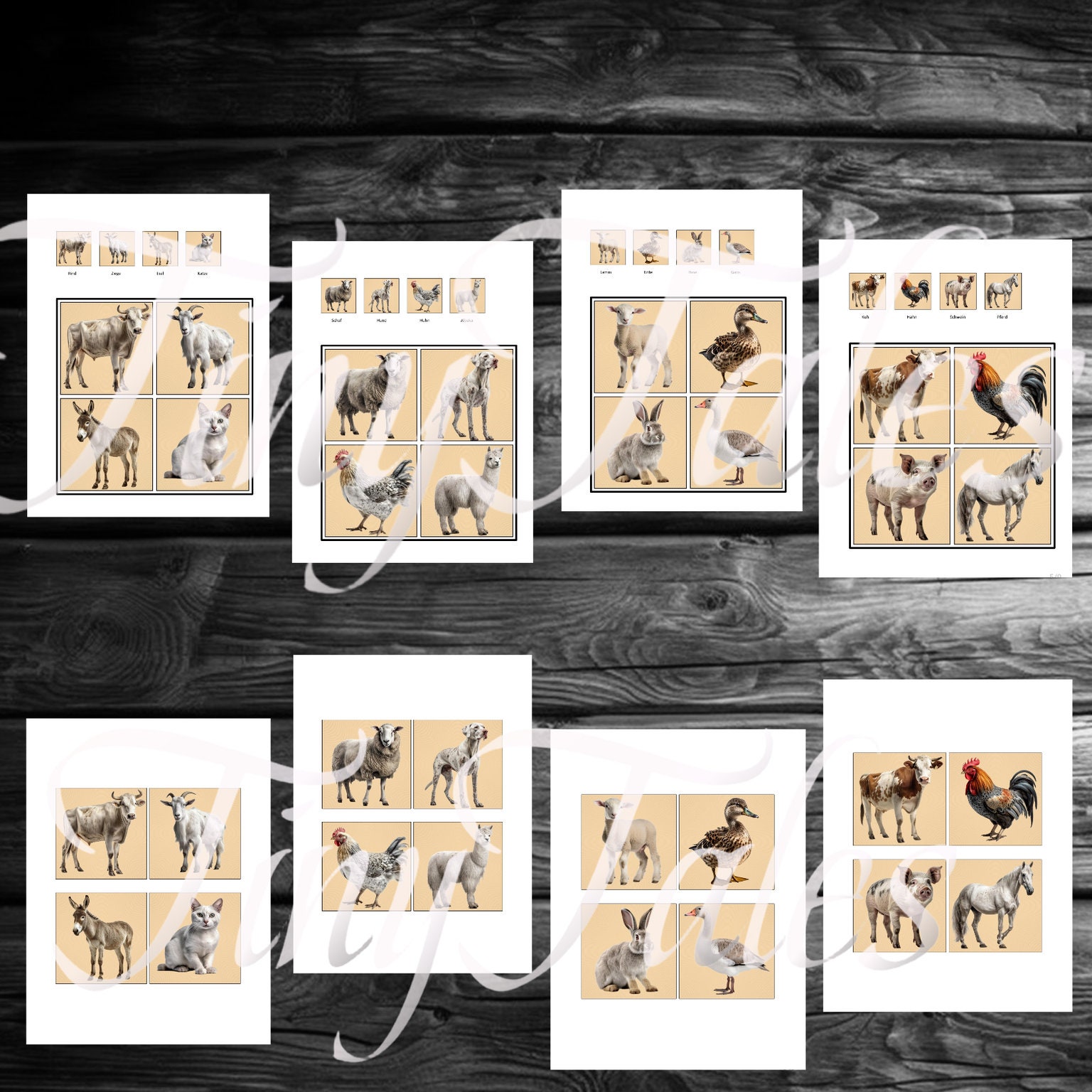 Animal Lotto Farm Animals Animal Cards Kindergarten Montessori Children ...