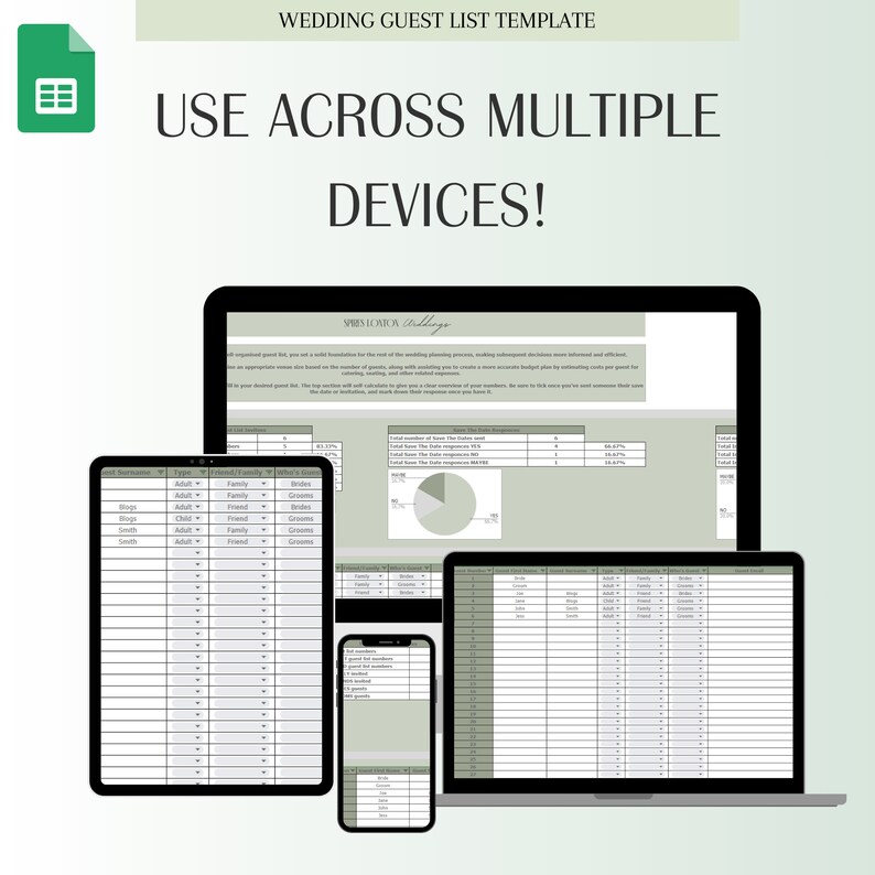 Wedding Guest List Template, Guest List Tracker, Wedding Planning Tool ...