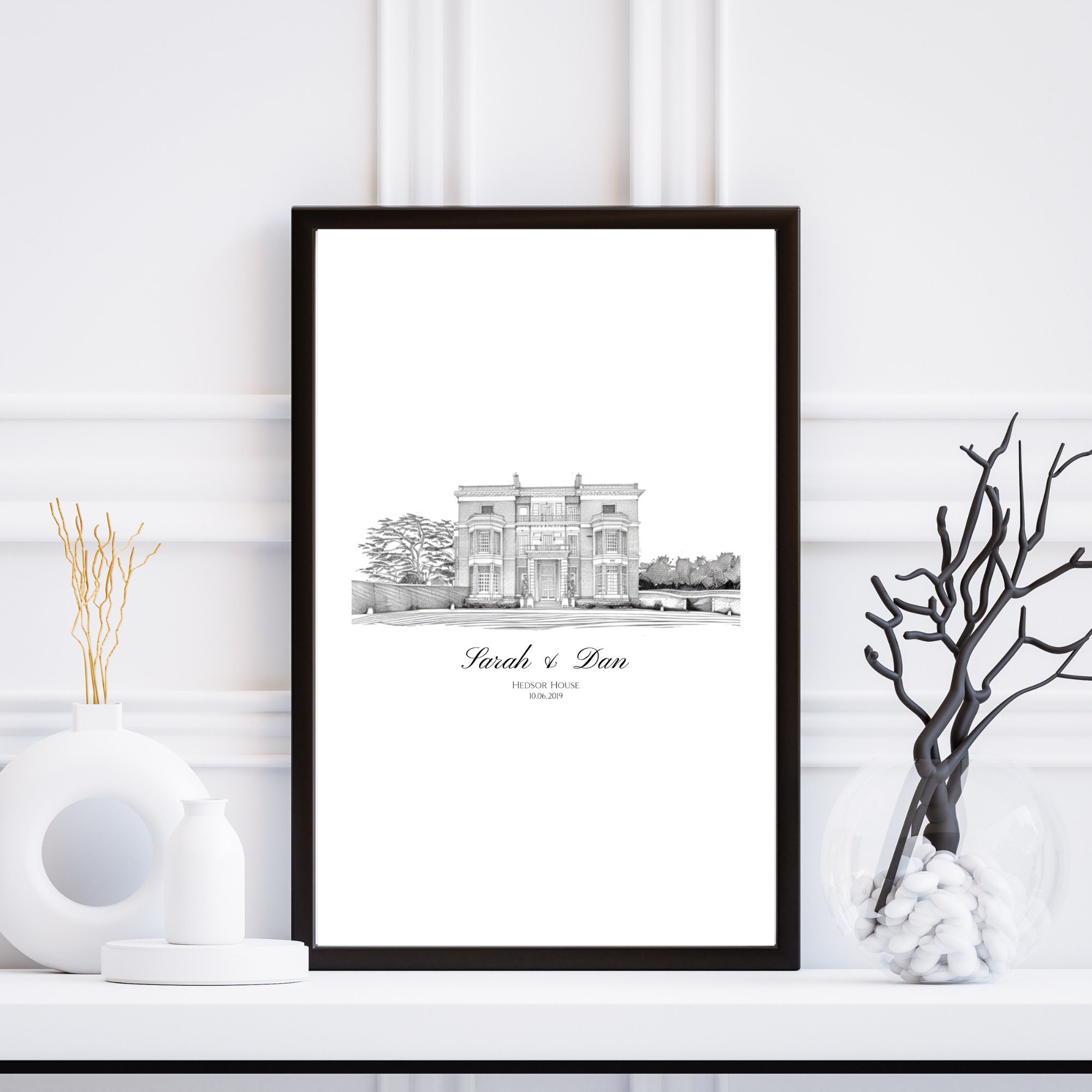 Unique Venue Illustration, Wedding Venue Wall Decor, Graphic ...