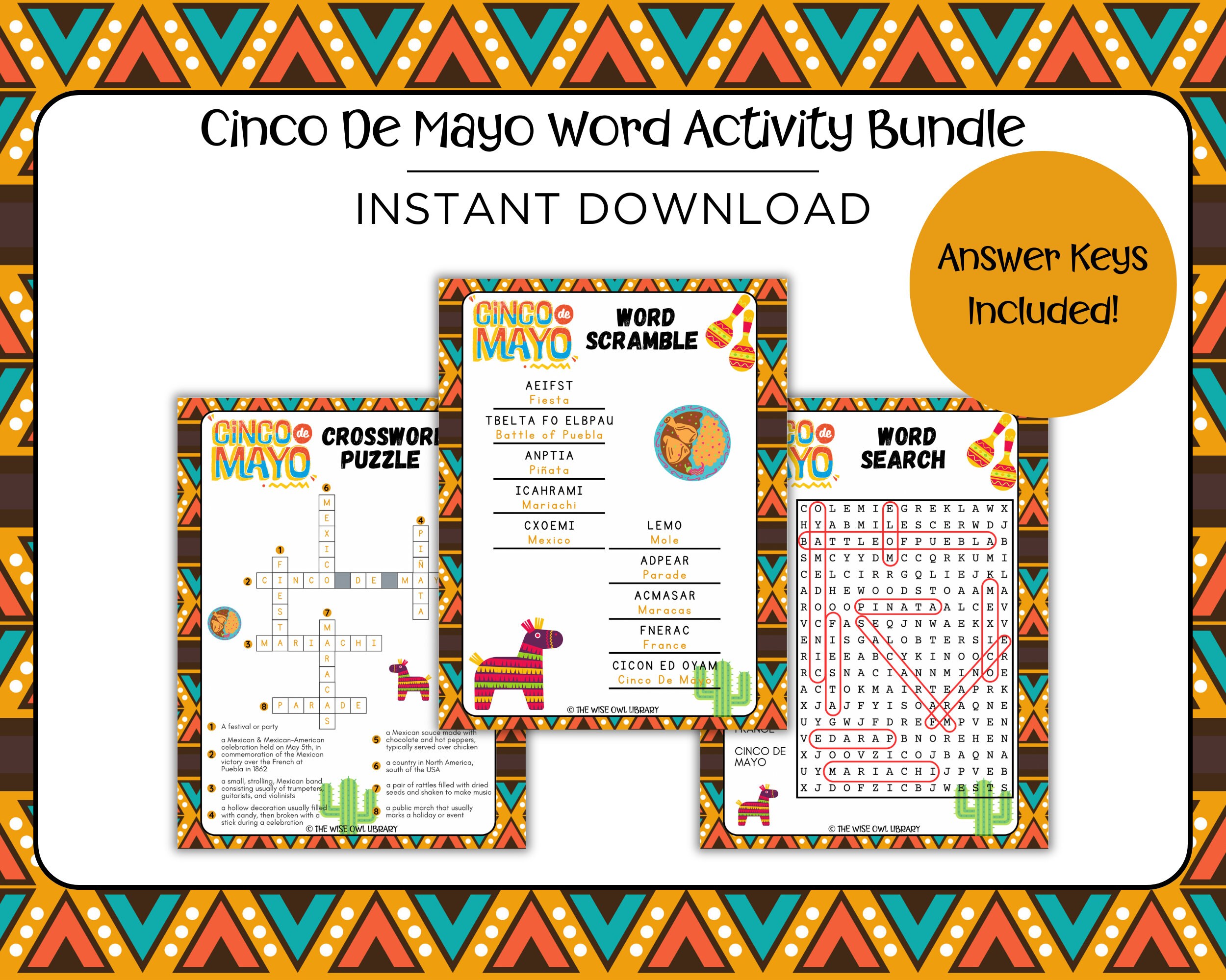 Printable Cinco De Mayo Word Activity Bundle for Kids & Adults ...