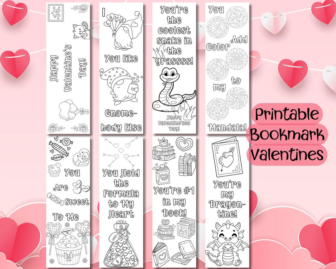 Printable Coloring Bookmarks | Non-candy Classroom Valentines | DIY ...