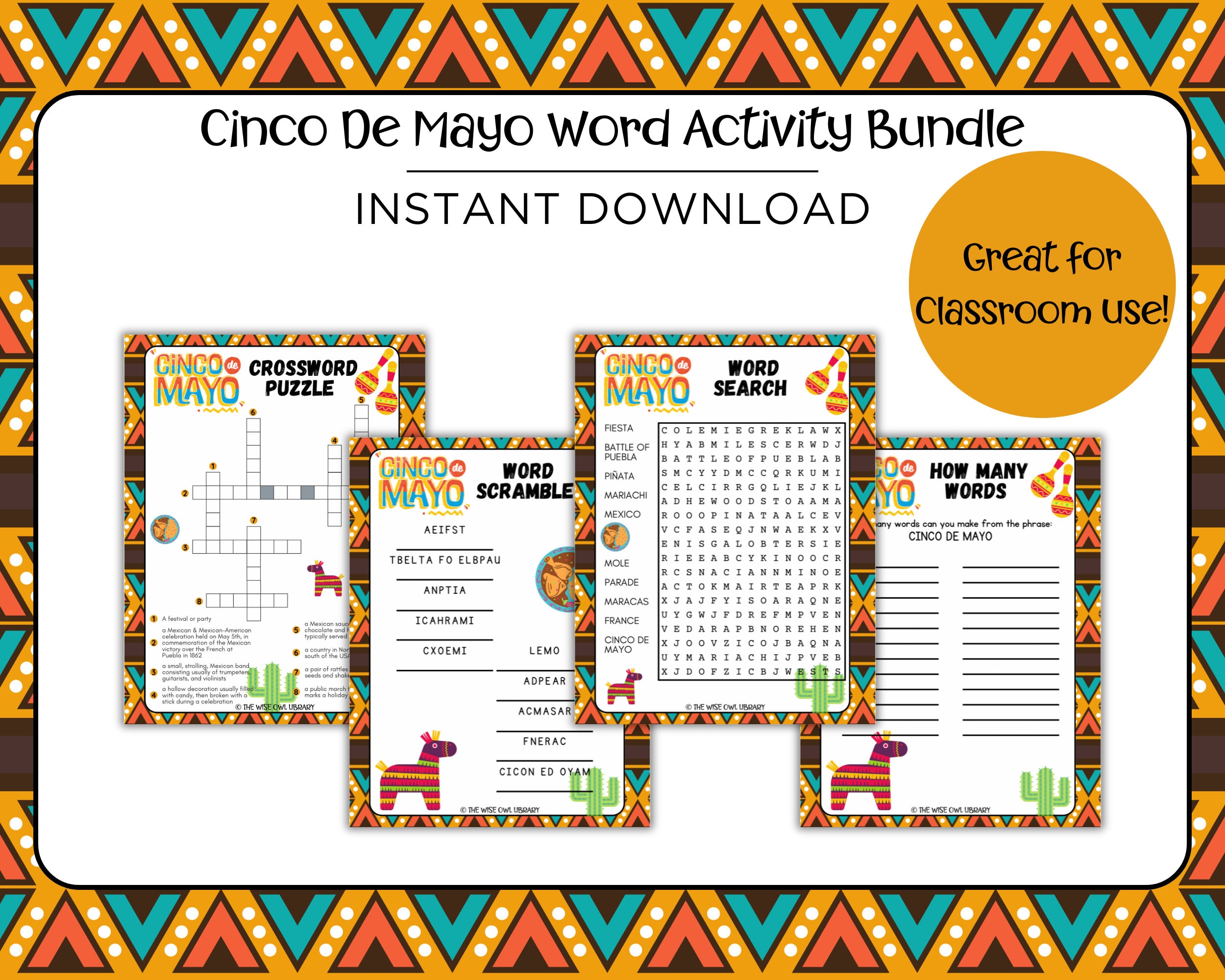 Printable Cinco De Mayo Word Activity Bundle for Kids & Adults ...