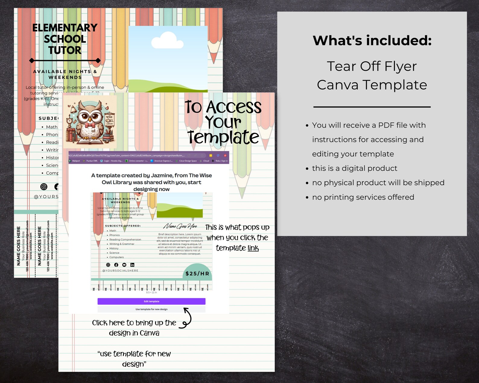 Editable Tear off Tutoring Flyer - Tutor Flyer - Editable Canva ...