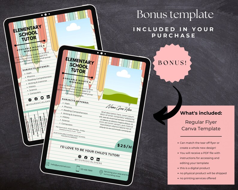 Editable Tear off Tutoring Flyer - Tutor Flyer - Editable Canva ...