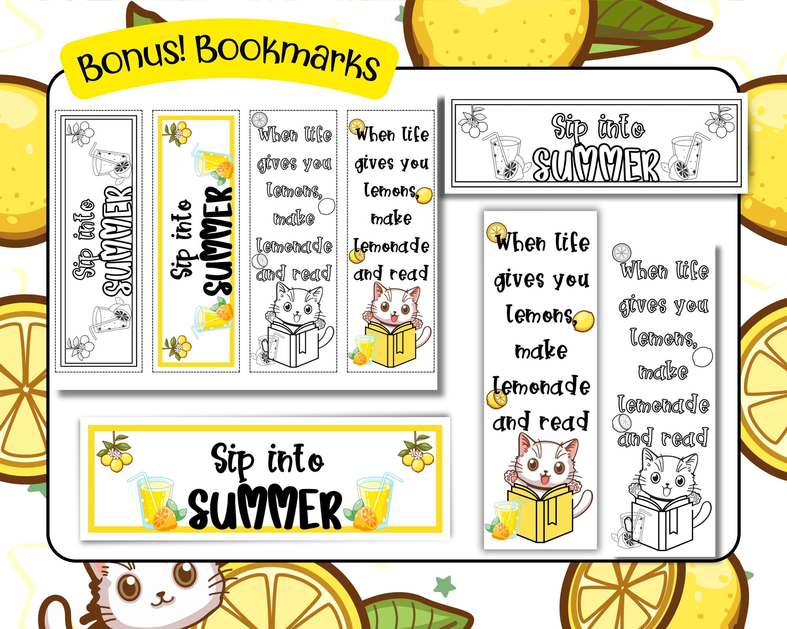 Lemonade Cat Summer Reading Log: Printable Tracker Bundle (digital ...
